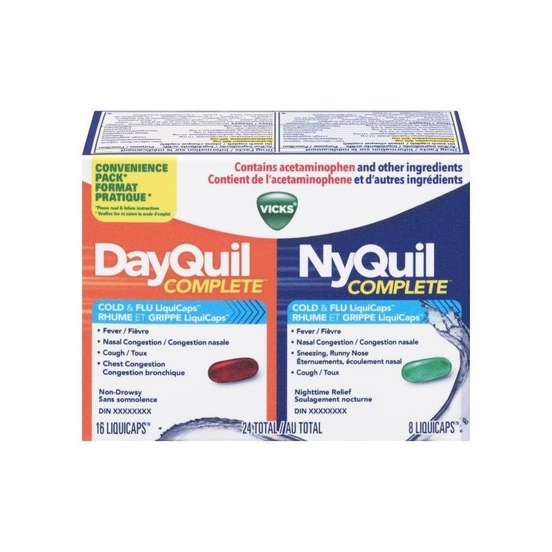 Vicks DayQuil Complete & NyQuil Complete Cold & Flu Liquicaps 24's