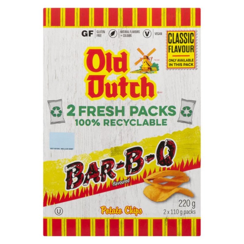 Old Dutch Twin Pack Potato Chips Bar-B-Q 220 g