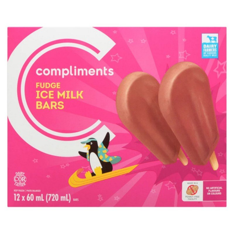 Compliments Fudge Ice Milk Bars 12 x 60 ml